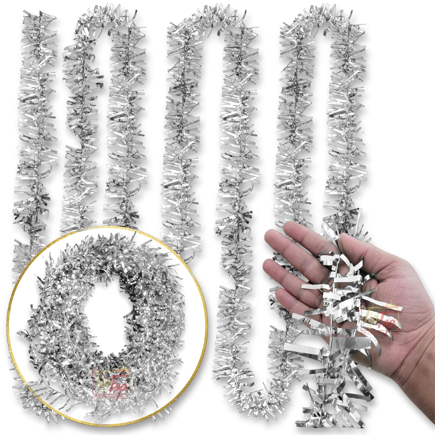 Premium Metallic Paper Long Garland Streamer - 160 Feet, Sonic Silver ...