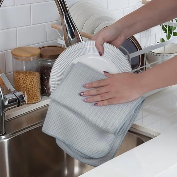 Premium Microfiber Kitchen Dish Hand Towel Waffle Weave 12 Pack (16x28 ...