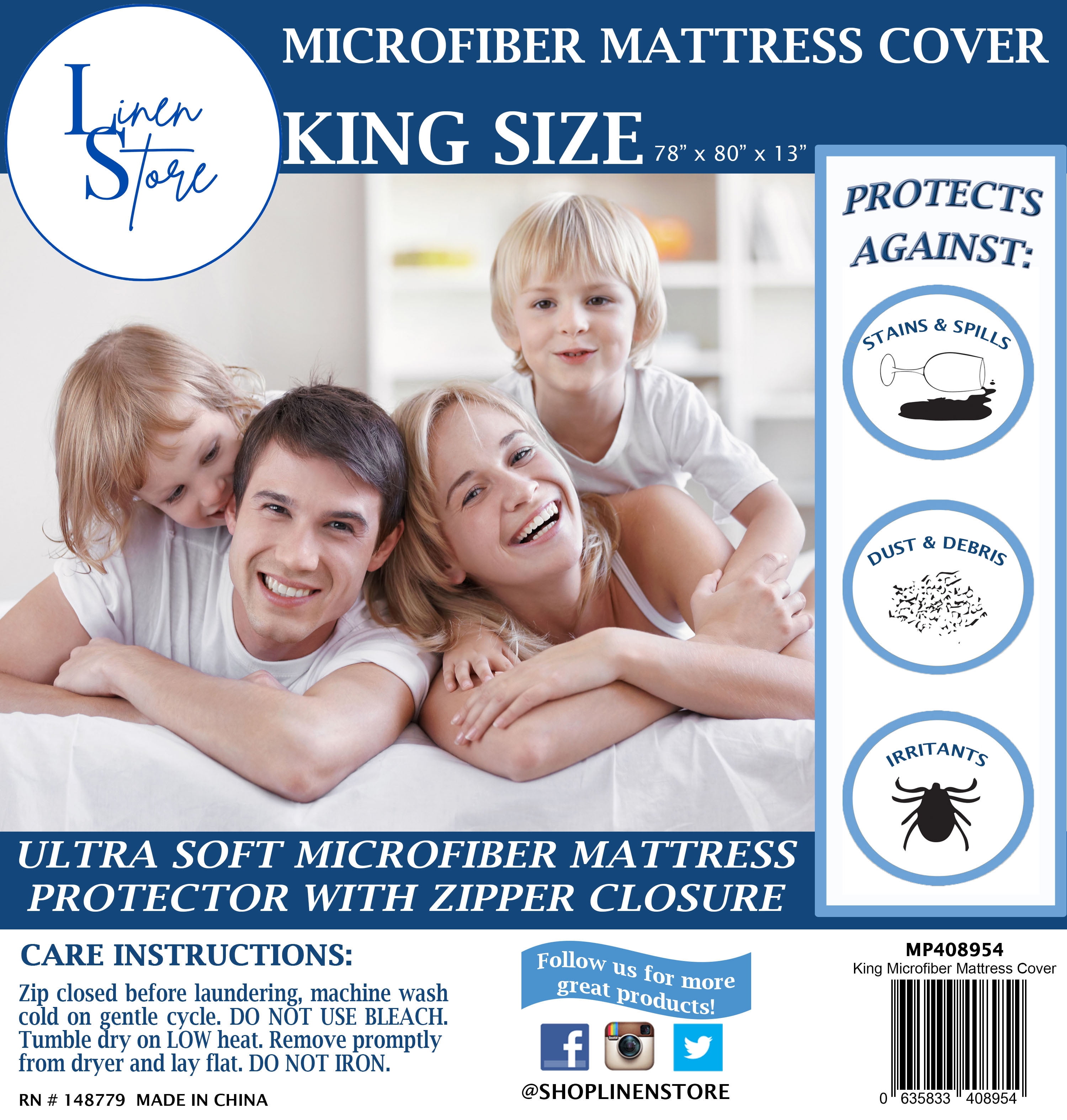 Premium Microfiber King Size Mattress Cover - Waterproof, Protective ...