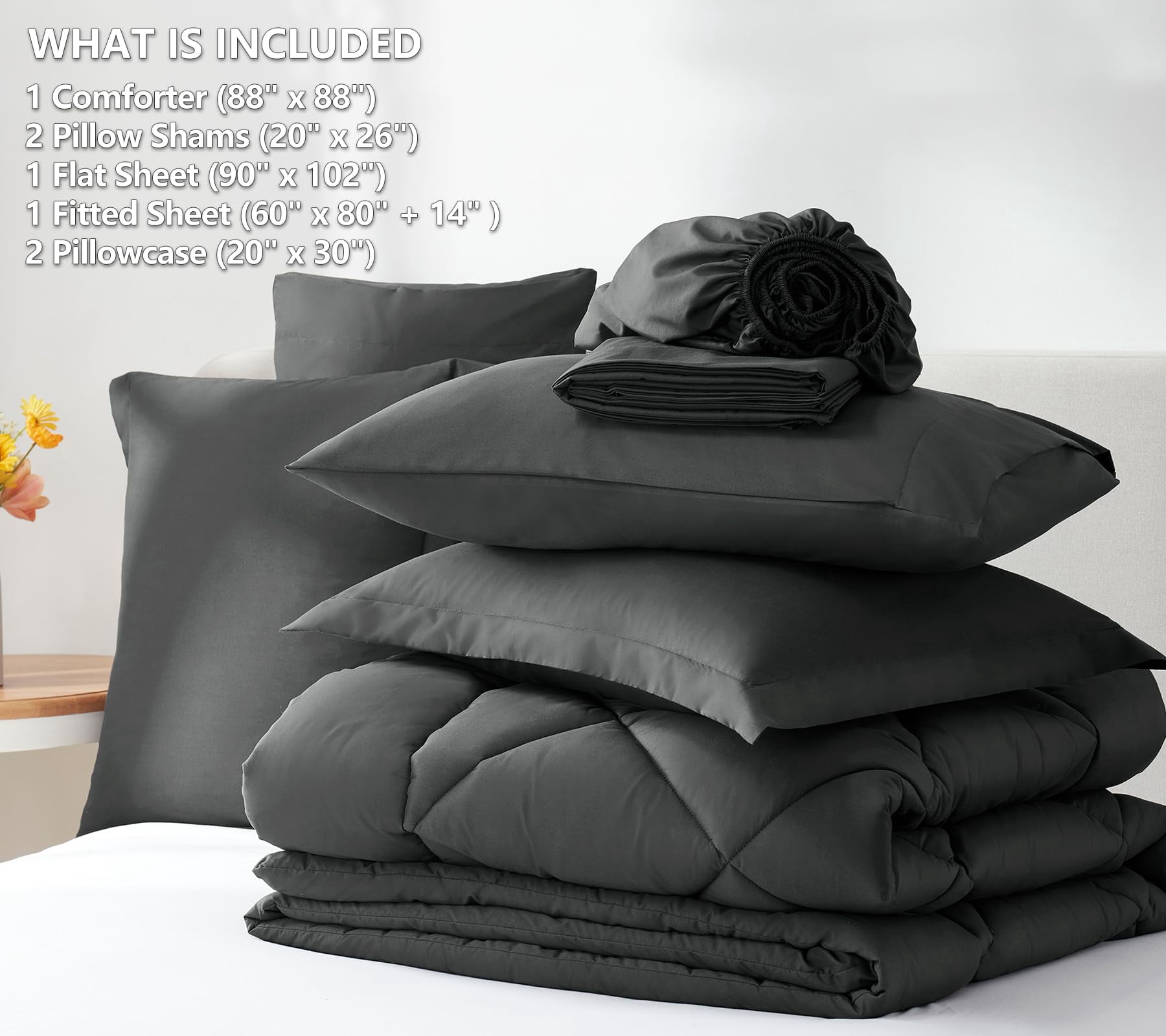 Premium Microfiber Queen Comforter Set, 7 Piece Bed in a Bag with ...