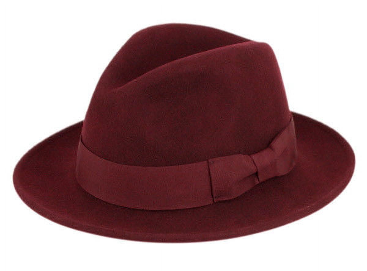 Premium Milano Wool Crushable Fedora Hat w/Grosgrain Band Classic Flat ...