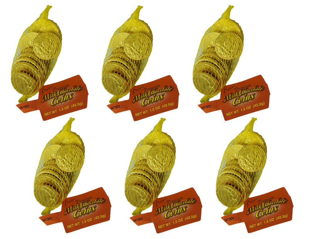 Premium Milk Chocolate Large Coins (1.5 oz bags) Pack of 6 Bags ...