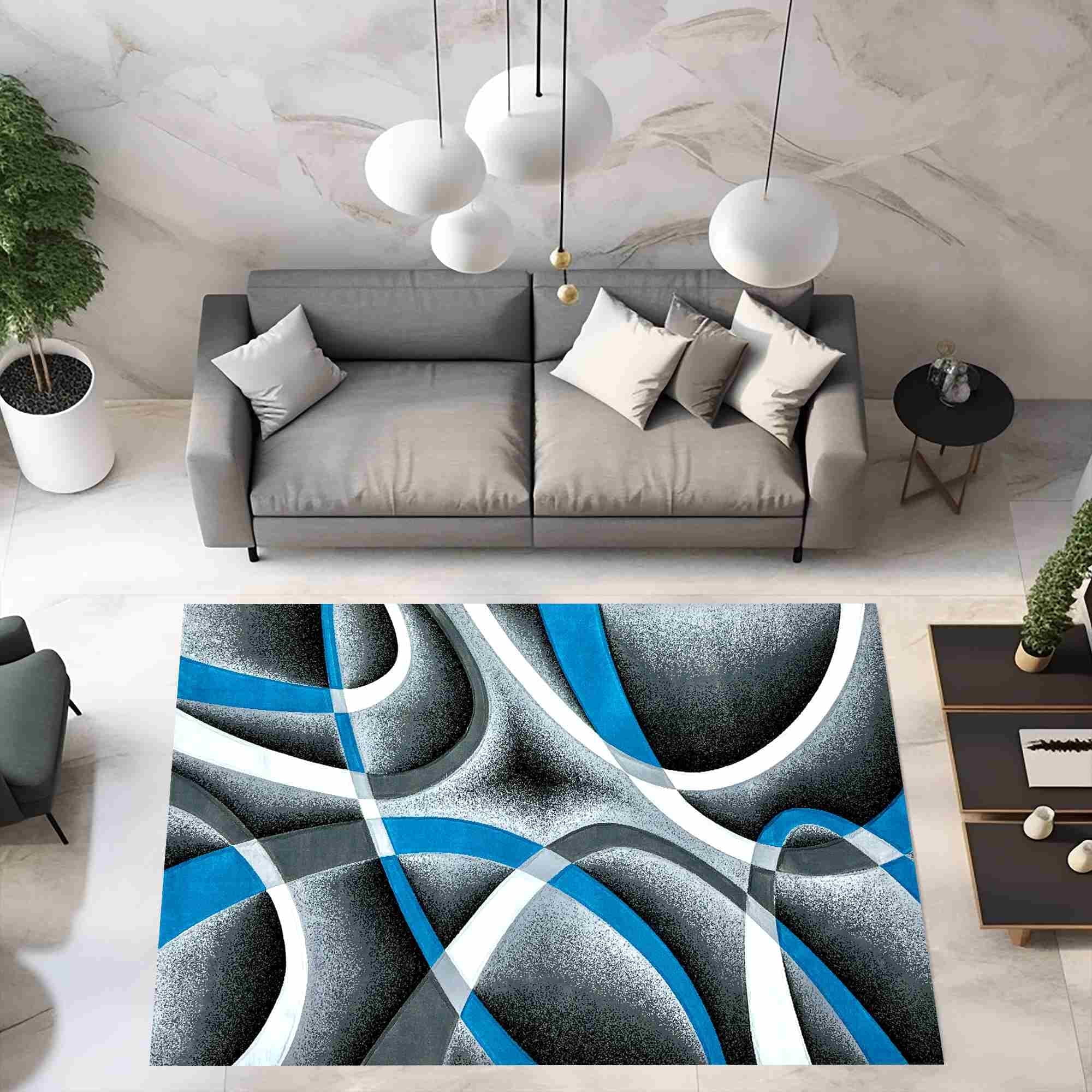 Premium Hand Carved Abstract Modern Rug Contemporary Colorful Thick ...