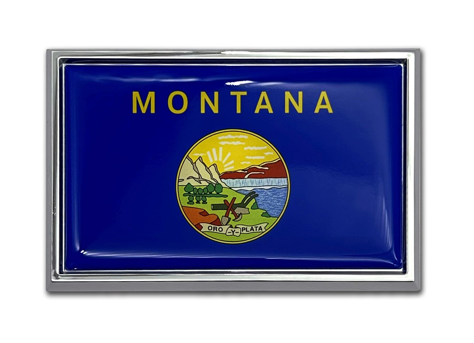 Premium Montana MT State Flag All Metal Chrome Emblem for Cars, Trucks ...