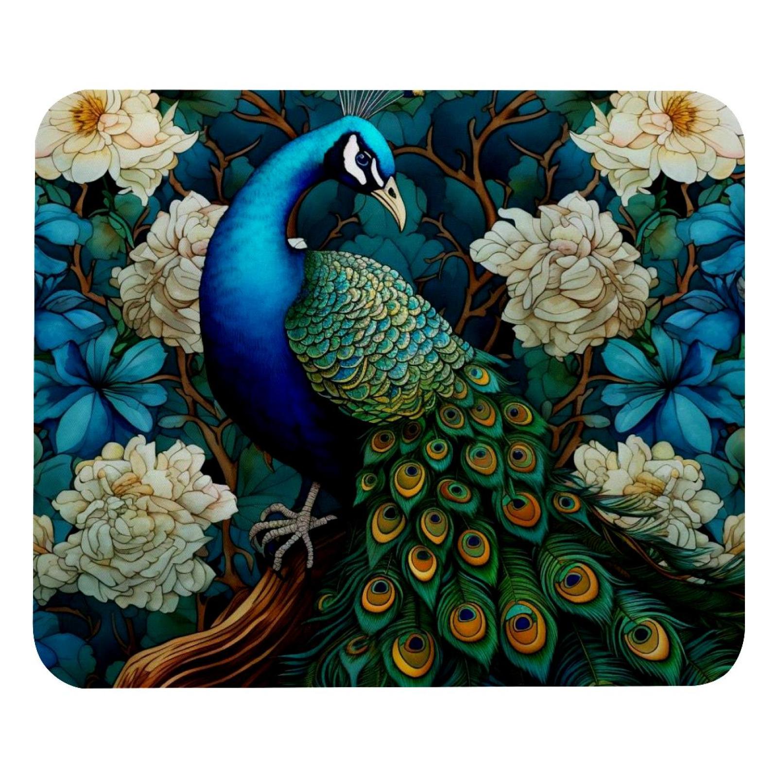 Premium Mouse Pad -Peacock and White Flowers Mousepad - Computer Mouse ...