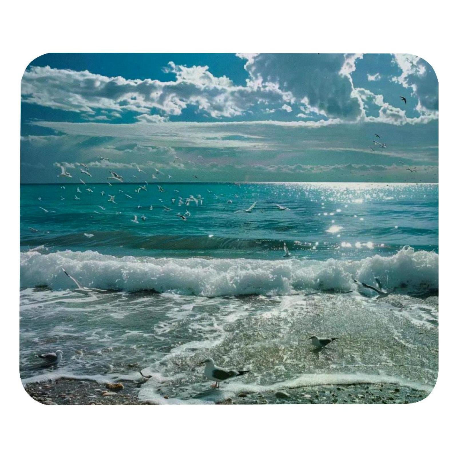 Premium Mouse Pad -Sea Waves Seagull Clouds Mousepad - Computer Mouse ...