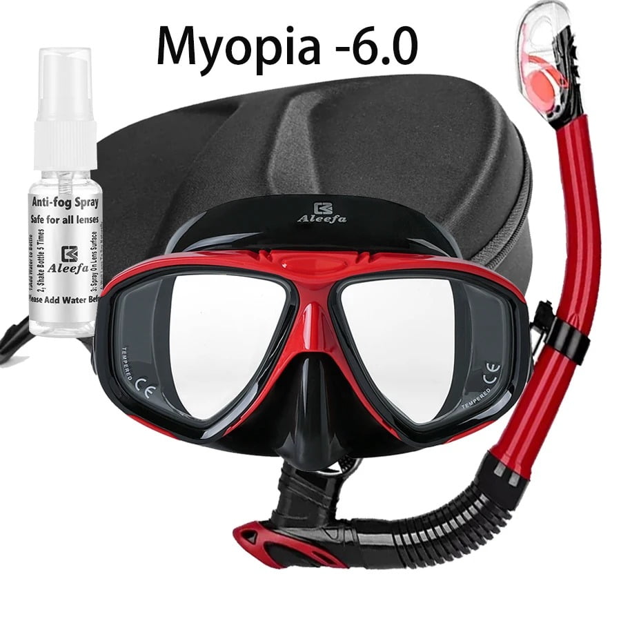 Premium Myopia Snorkel Set - Custom -1.0 to -9.0 Lenses, HD Anti-Fog ...
