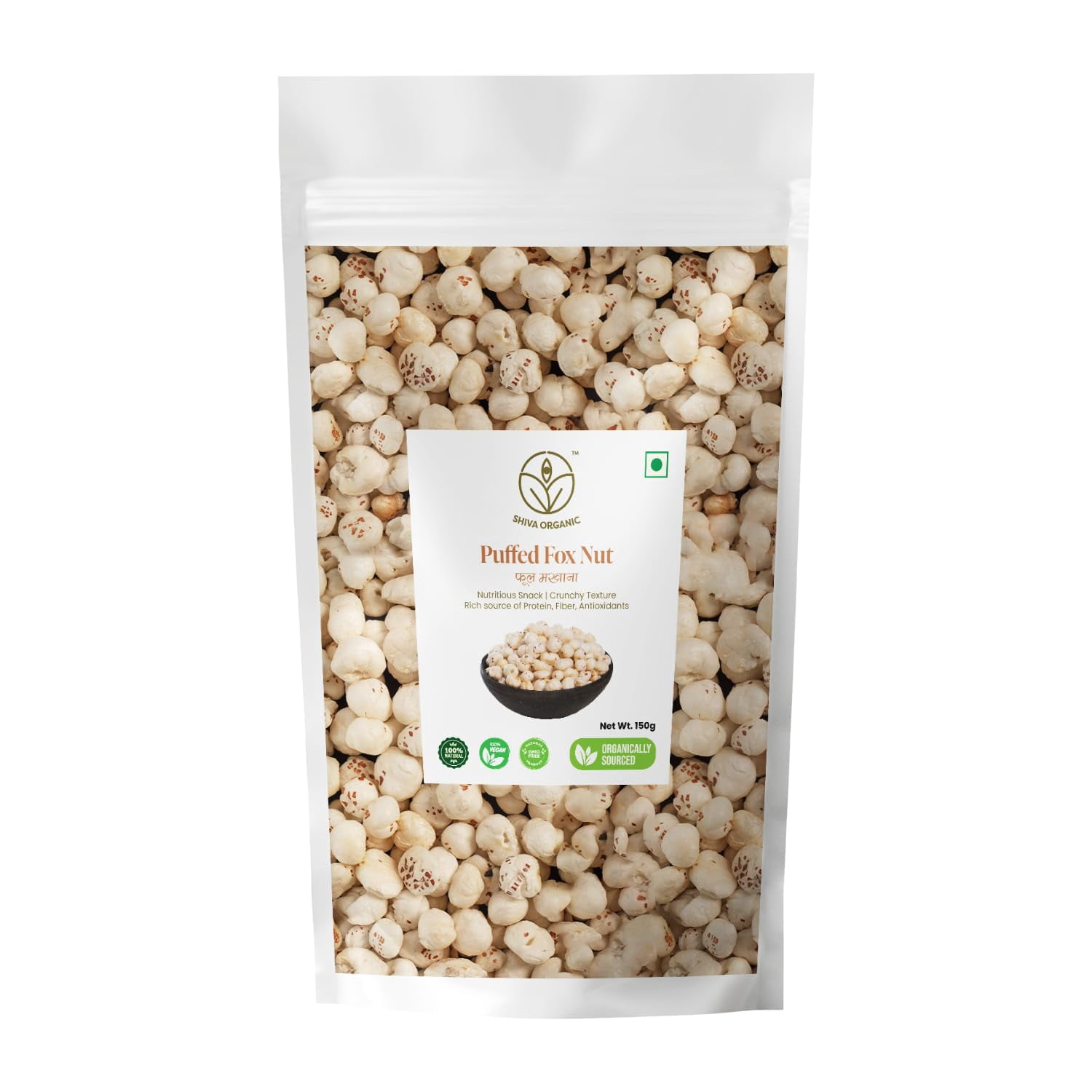 Premium Natural Puffed Fox Nuts (Phool Makhana) By Shiva Organic 150gm ...