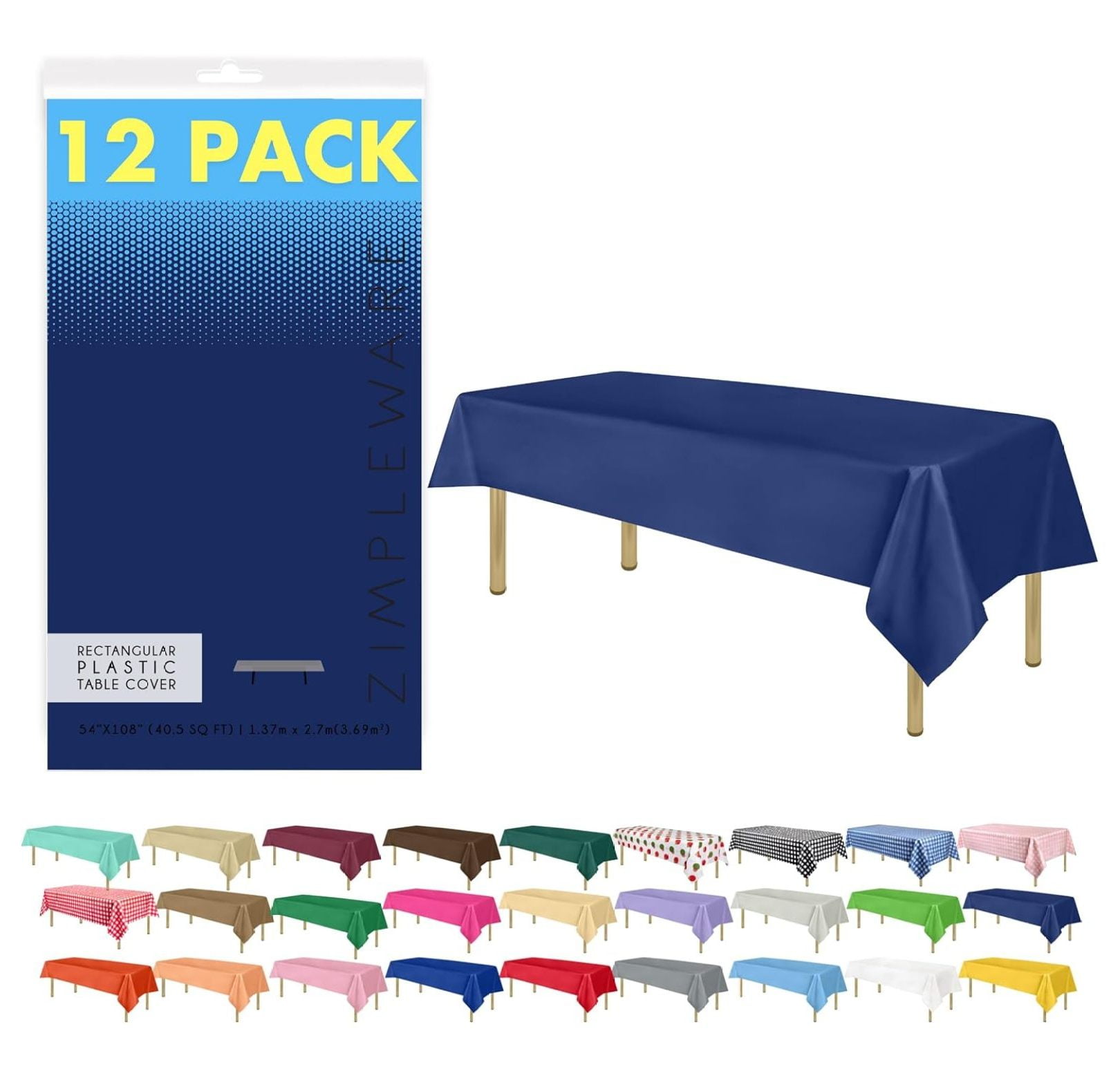 Premium Navy Blue Plastic Table Cloth Disposable (12 Pk) Plastic ...