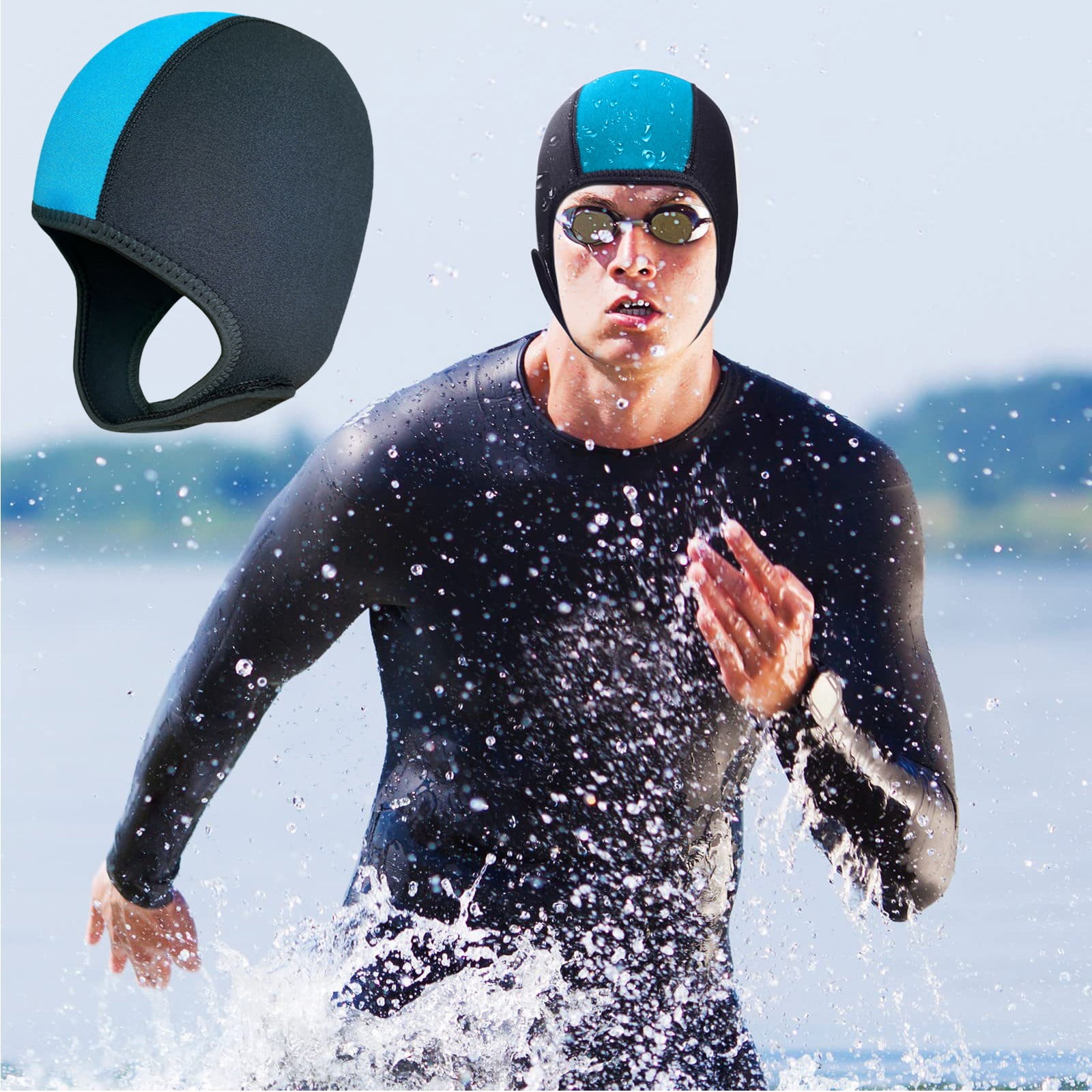 Premium Neoprene Swimming Cap for Scuba Diving, Snorkeling & Surfing ...