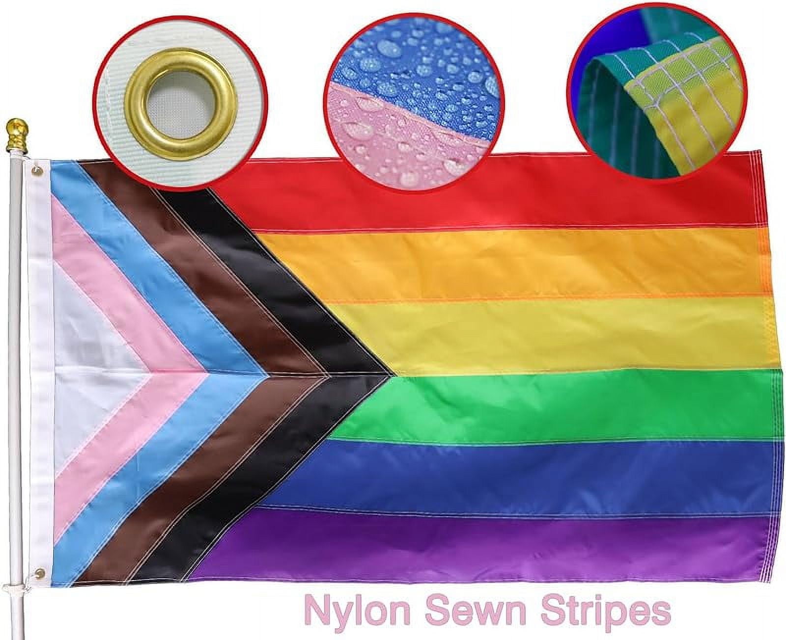 Premium New Progress Pride Flag 3x5 Ft Outdoor - Heavy Duty Nylon 210D ...