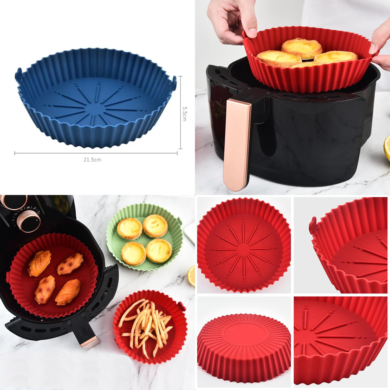 Premium Non-Stick Silicone Round Air Fryer Oven Baking Tray - Essential ...