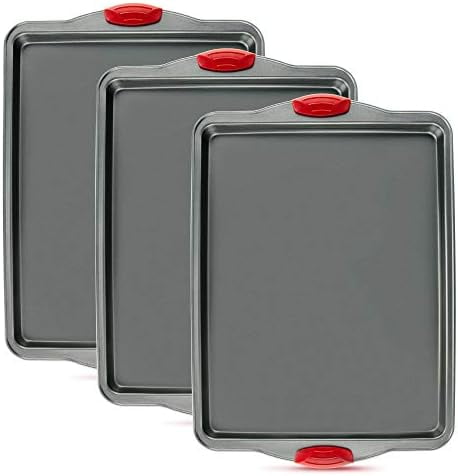 Premium Nonstick Baking Sheet Pans – Set of 3, Heavy-Gauge Carbon Steel ...