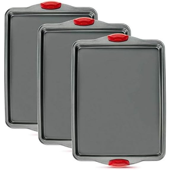 Premium Nonstick Baking Sheet Pans – Set of 3, Heavy-Gauge Carbon Steel ...