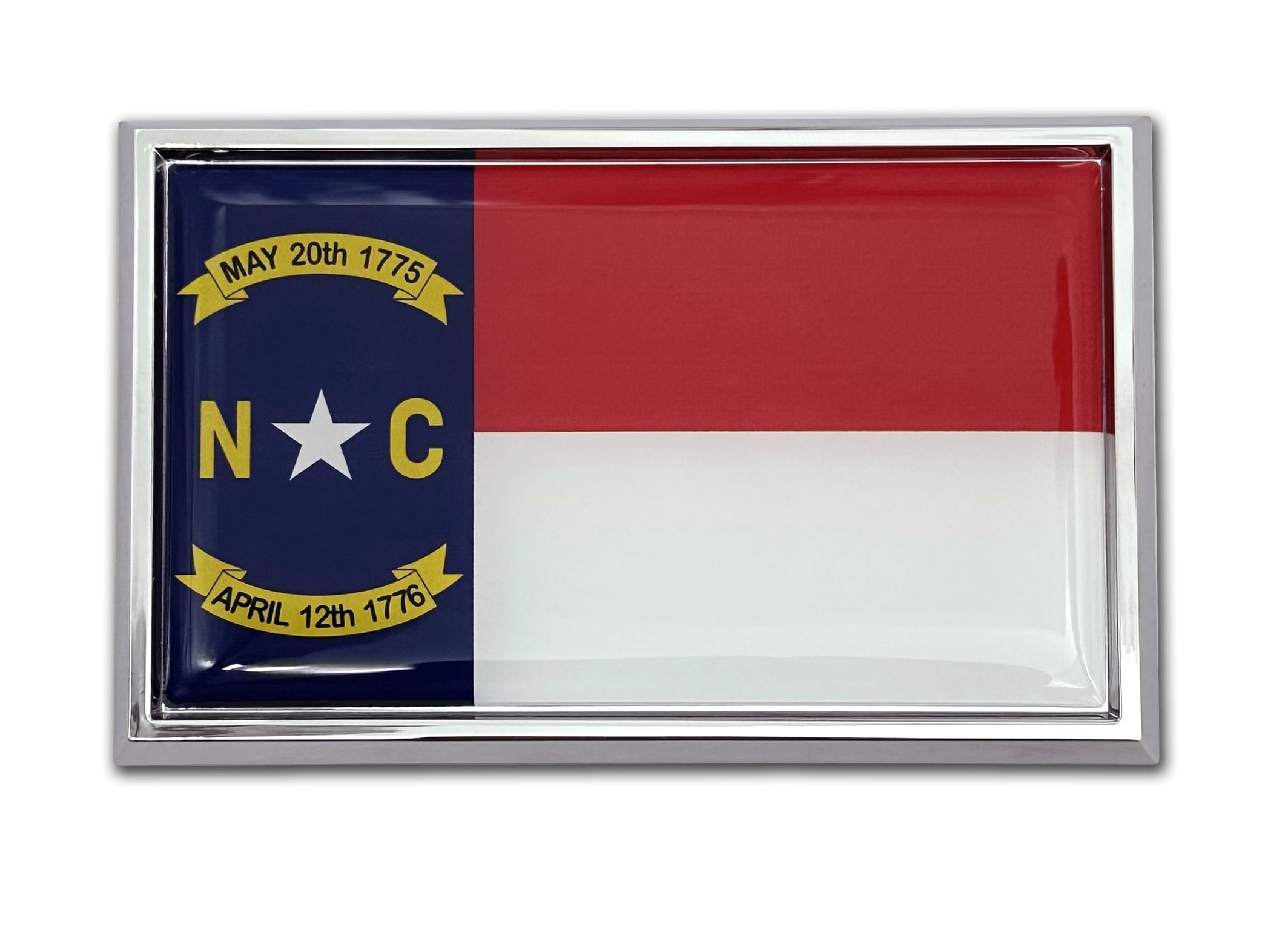 Premium North Carolina NC State Flag All Metal Chrome Emblem for Cars ...