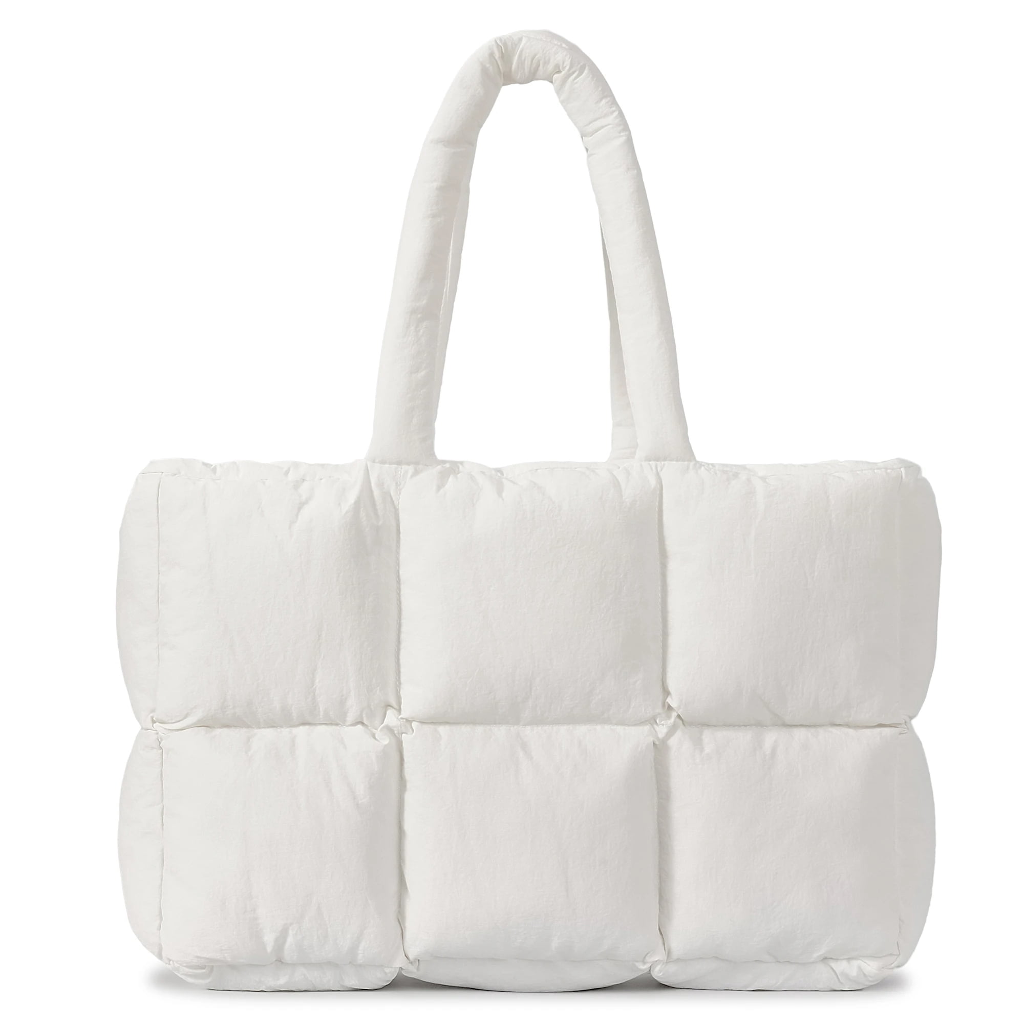Premium Nylon Puffer Tote Bag - Quilted Winter Handbag with Laptop ...