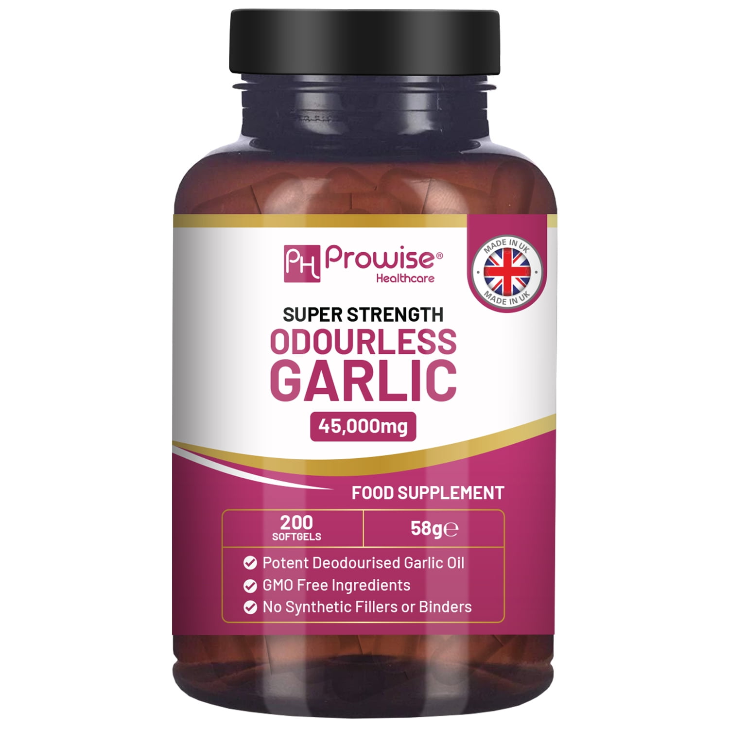 Premium Odourless Garlic Capsules - High Strength 45,000mg - 200 ...