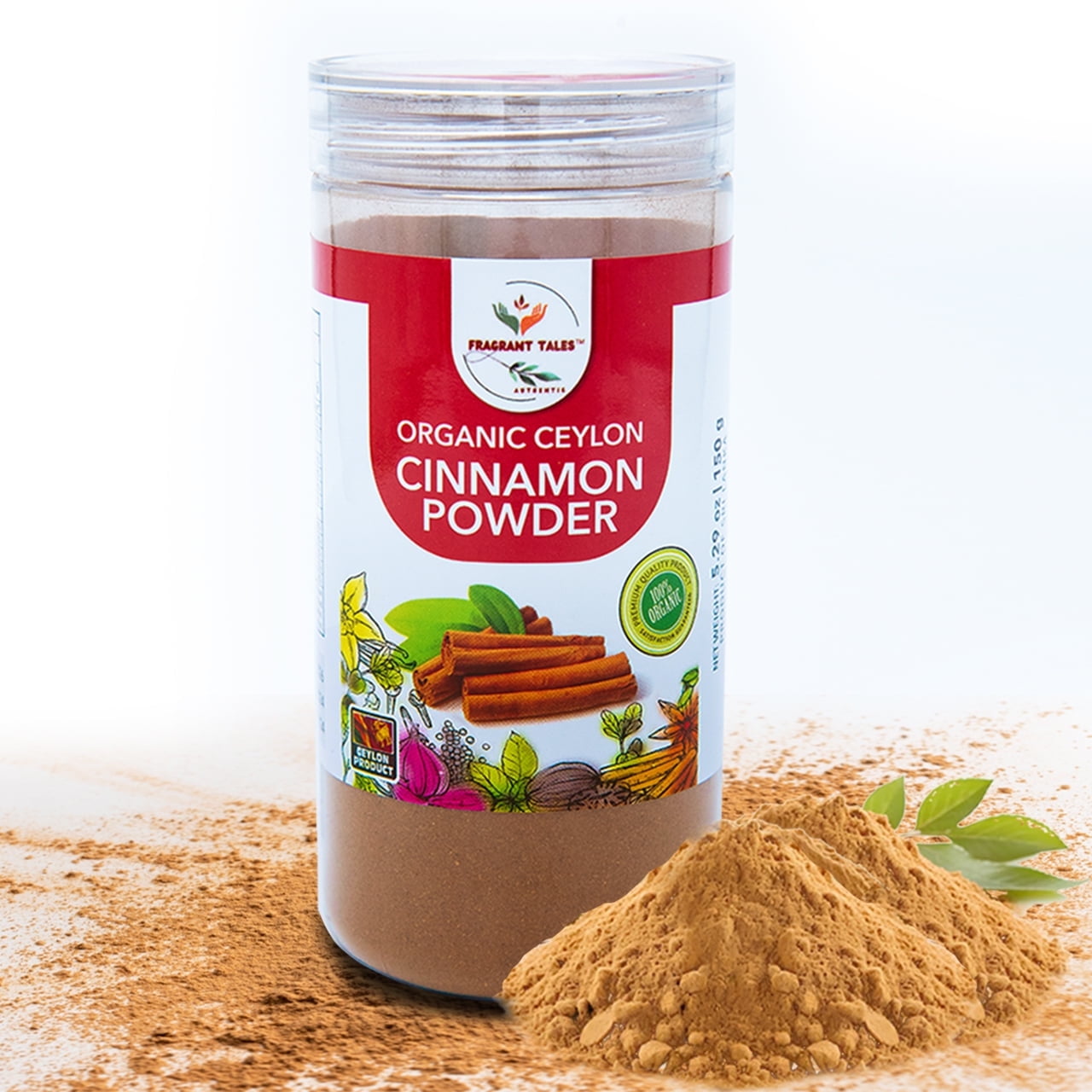 Premium Organic Ceylon Cinnamon Powder, 5.29 oz (150 grams) True Ceylon ...