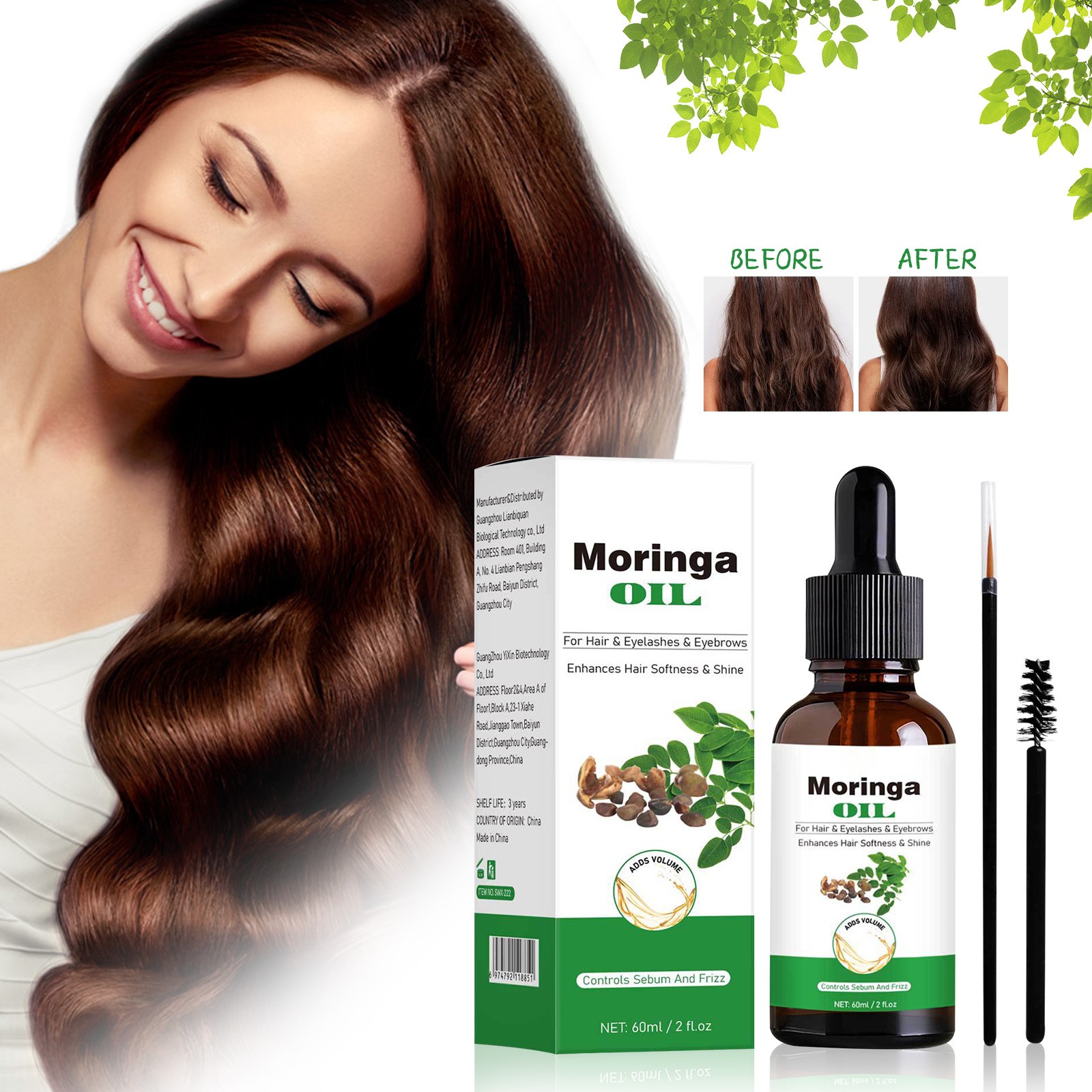 Premium Organic Moringa Oil Cold, Moringa Hair Oil, Suitable for Hair ...