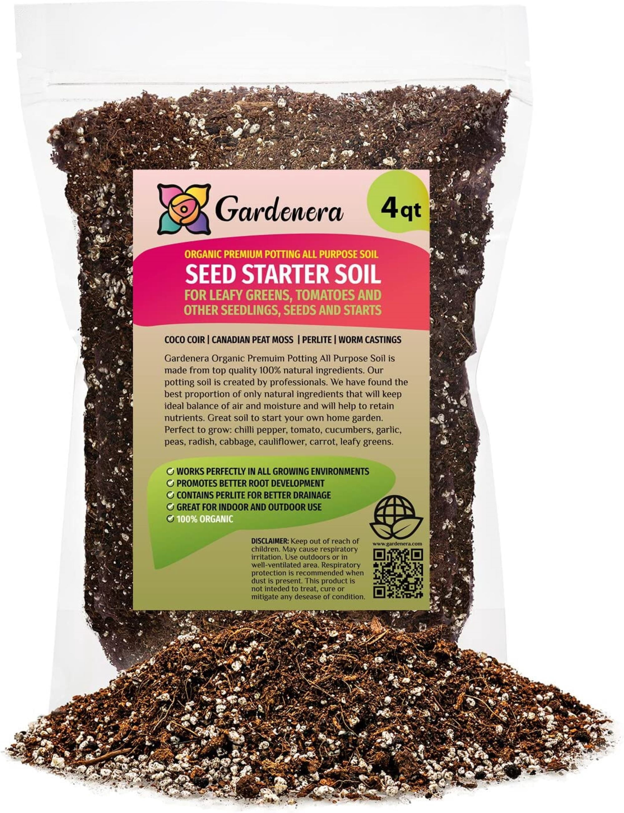 Premium Organic Seed Starter Soil - 4 Quart - All-Purpose Organic ...