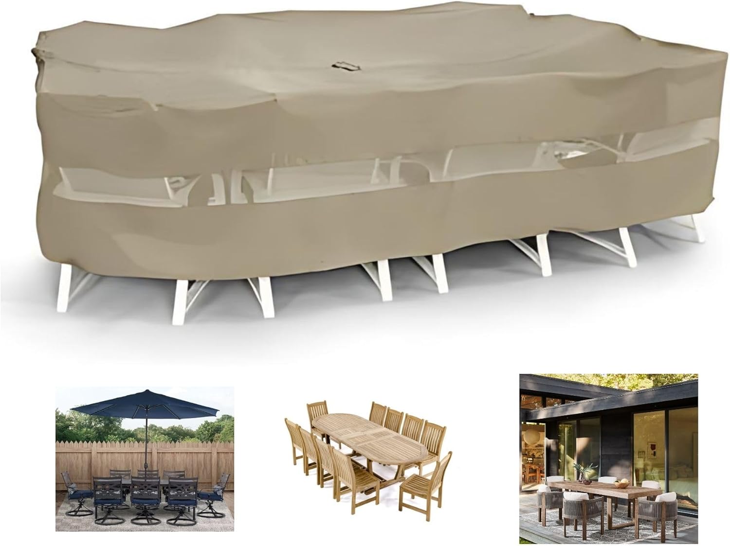 Premium Outdoor Patio Table Set Cover with Hole for Umbrella | 120" L x ...