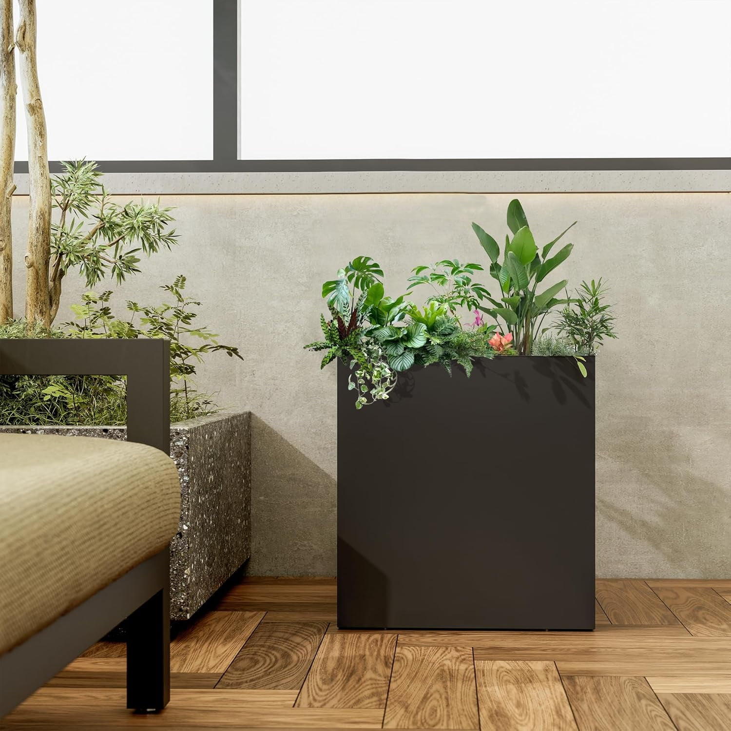 Premium Outdoor Planter,Large Metal Planter Box - Rust-Proof, Weather ...