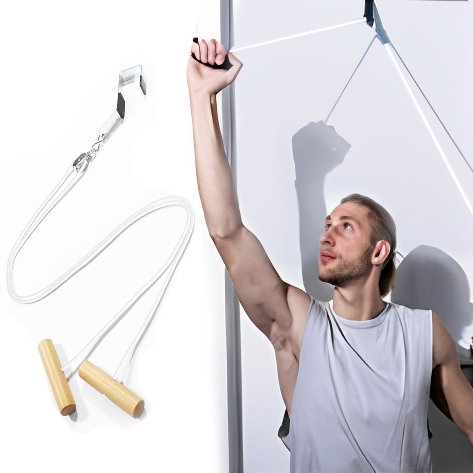 Premium Overhead Exercise Pulley System for Shoulder Therapy - Wooden ...