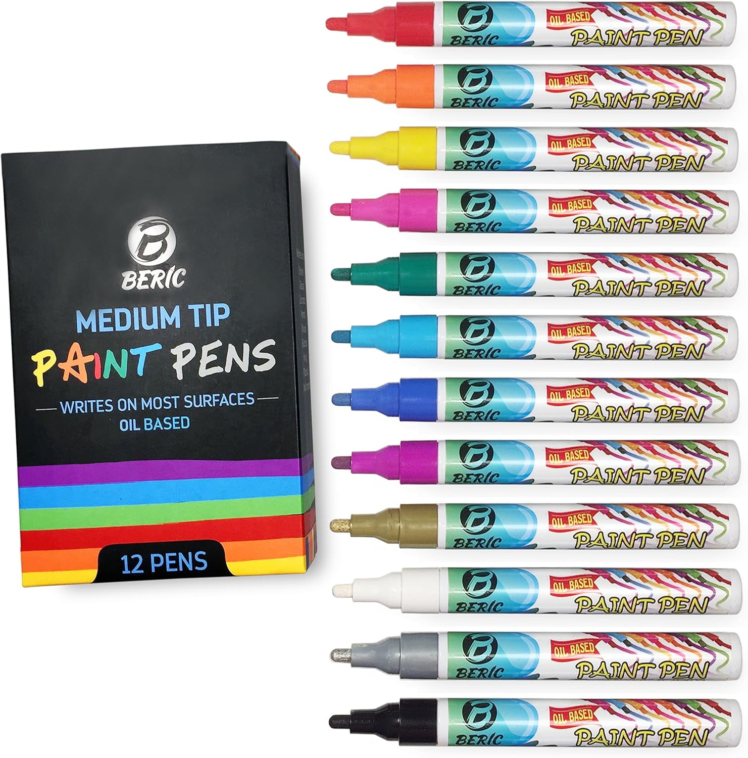 Premium Paint Pens by 12 pack Oil-based Paint Marker Medium Point ...