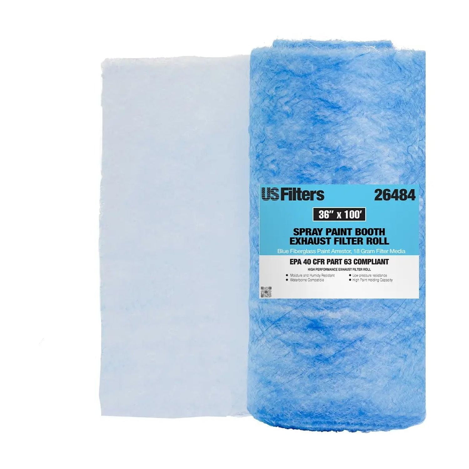 Premium Paint Spray Booth Exhaust Filter Roll - 36" x 100' - 18 Gram ...