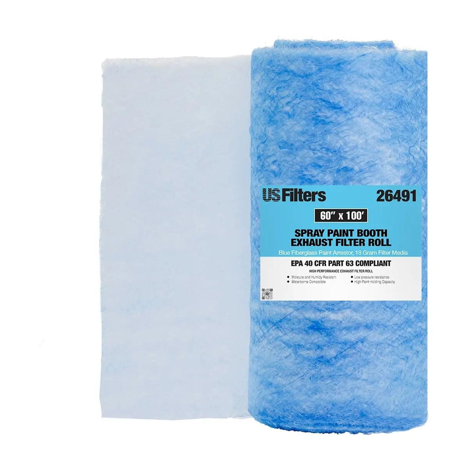 Premium Paint Spray Booth Exhaust Filter Roll - 60" x 100' - 18 Gram ...