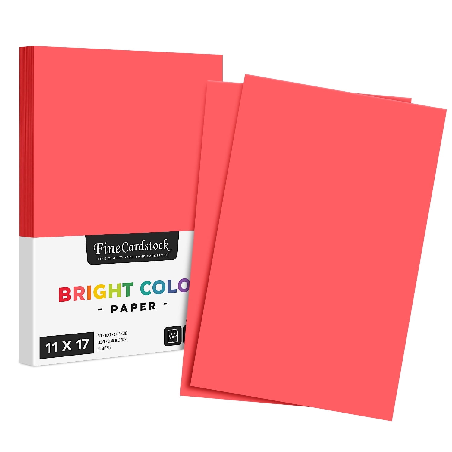 Premium Paper 24lb - 50 Sheets Per Pack (11 x 17, Light Red) - Walmart.com
