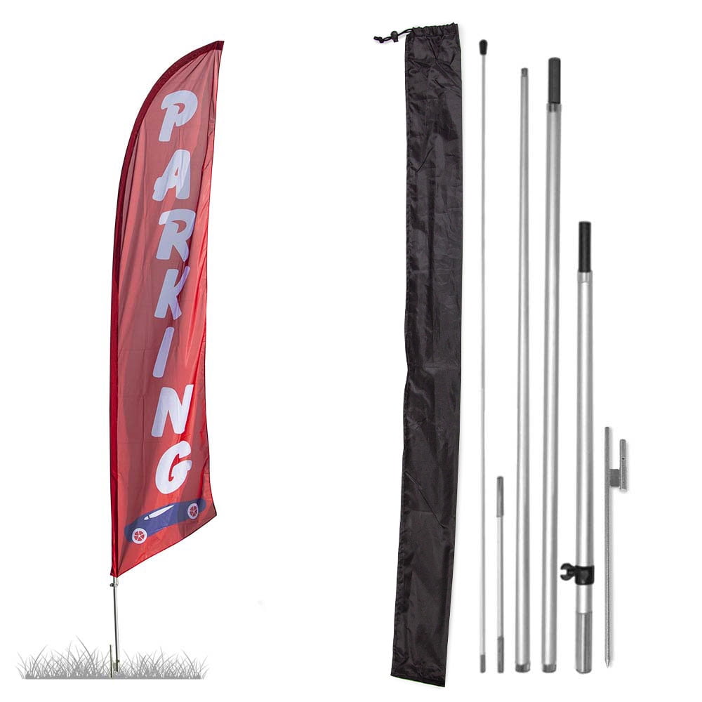 Premium Parking Feather Flag Kit - Includes 13ft Sectional Aviation ...