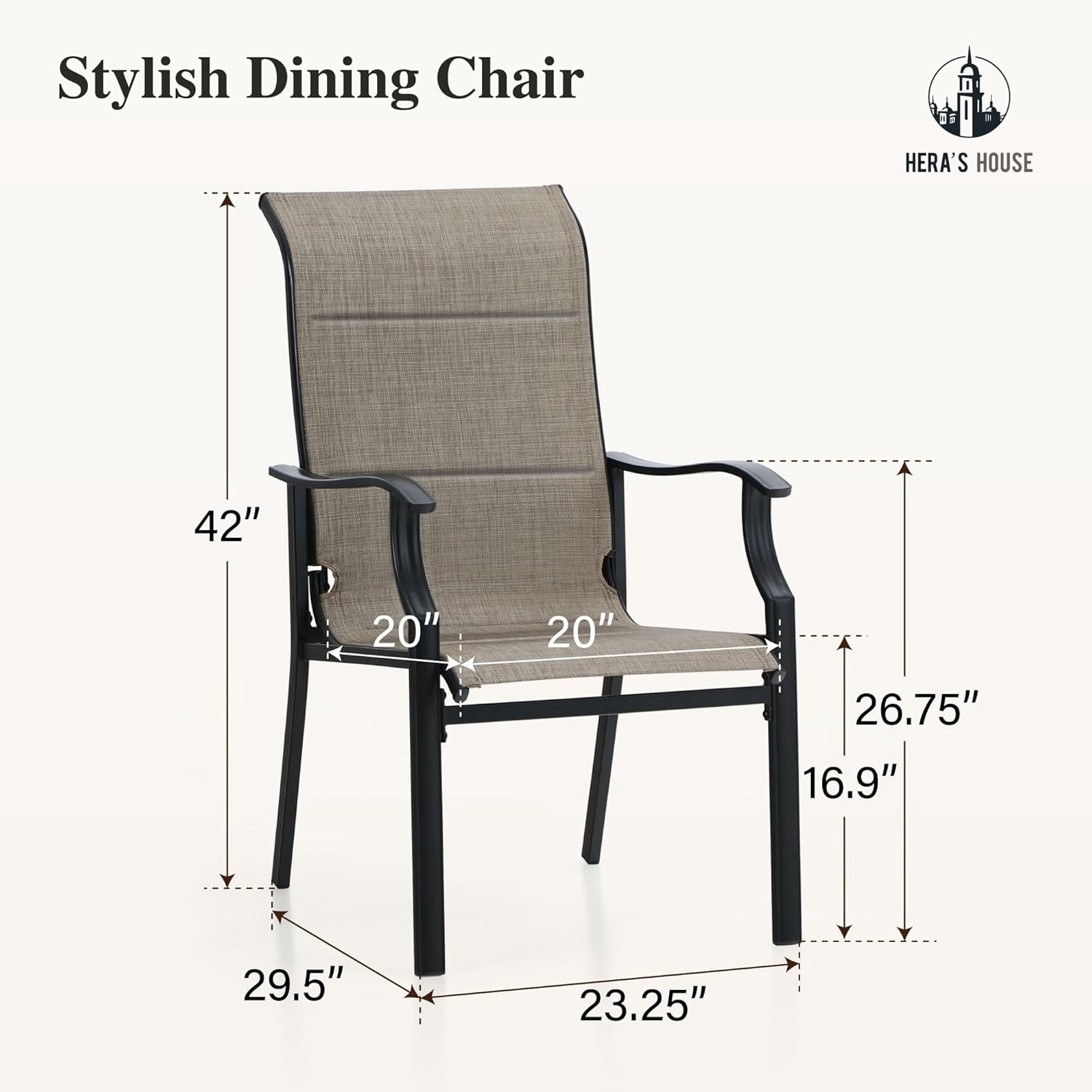 Premium Patio Dining Chair Set of 6, Rust Resistant Outdoor Chair with ...