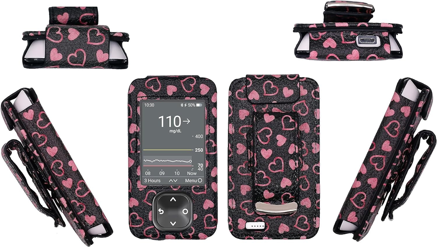 SNK Fitted Leather Case, Belt Clip and Carabiner, for Dexcom G7 ...