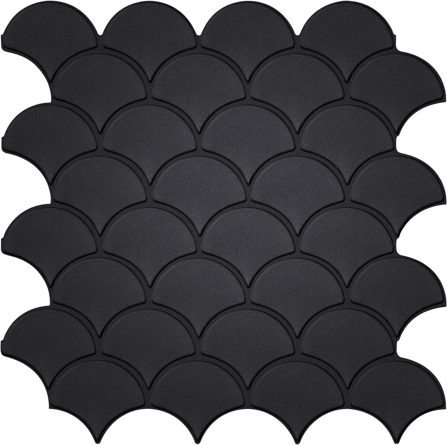 Premium Peel and Stick PET 3D Matte Black Fish Scale Tile Backsplash ...