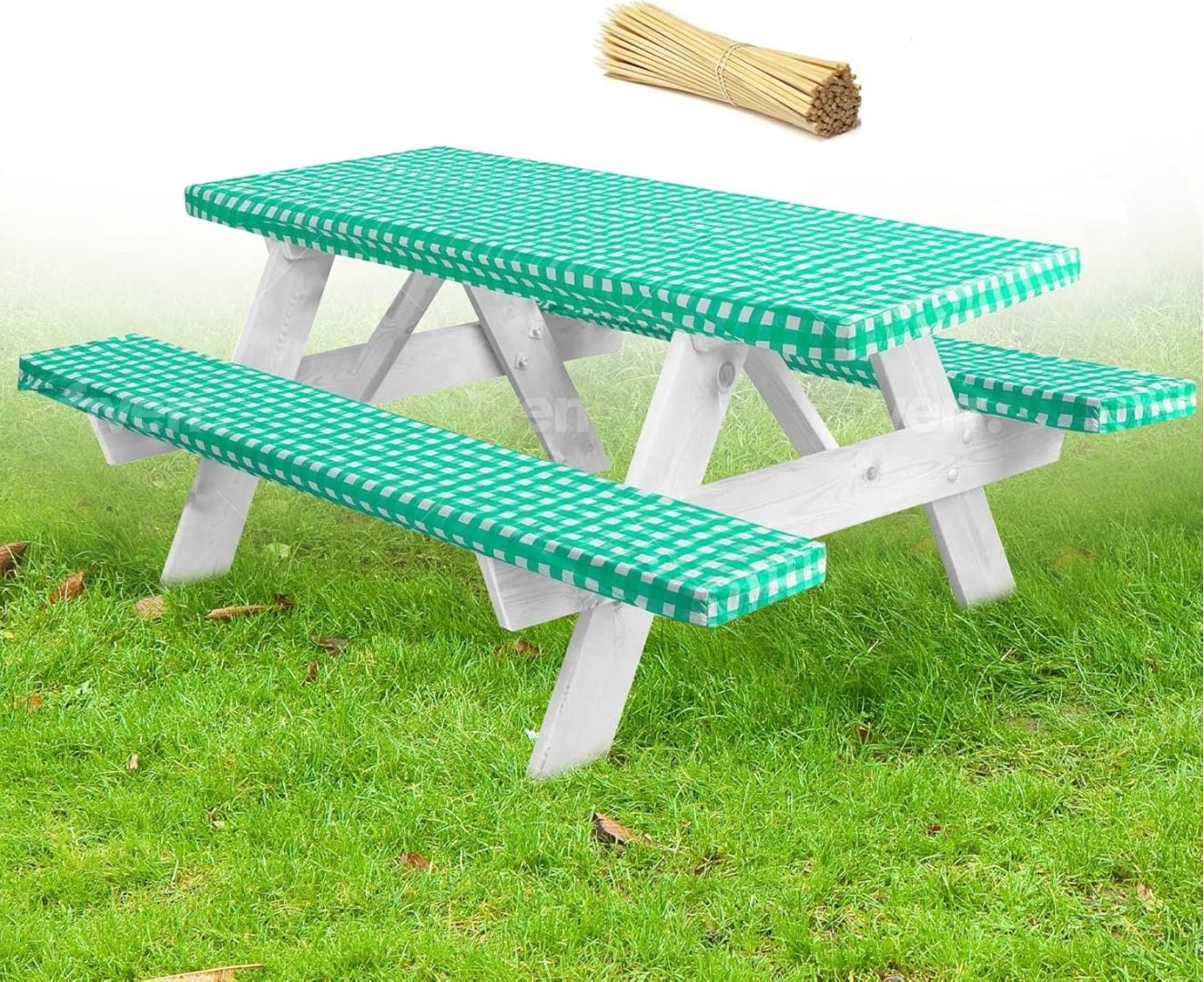 Premium Picnic Table Cover with Bench Covers Vinyl Fitted picnic table ...