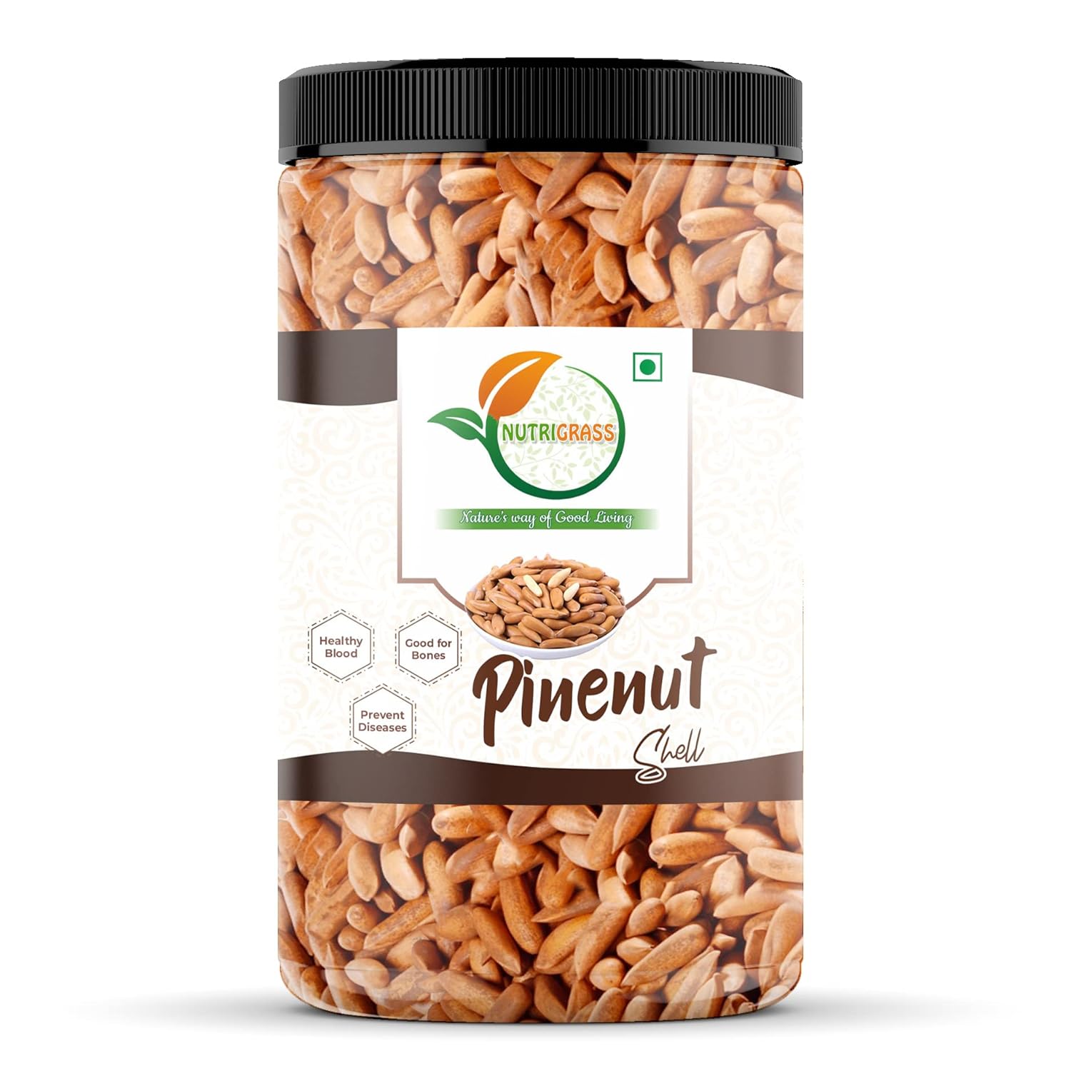 Premium Pine Nuts With Shell By Nutrigrass 500gm, | Rich Source Of ...