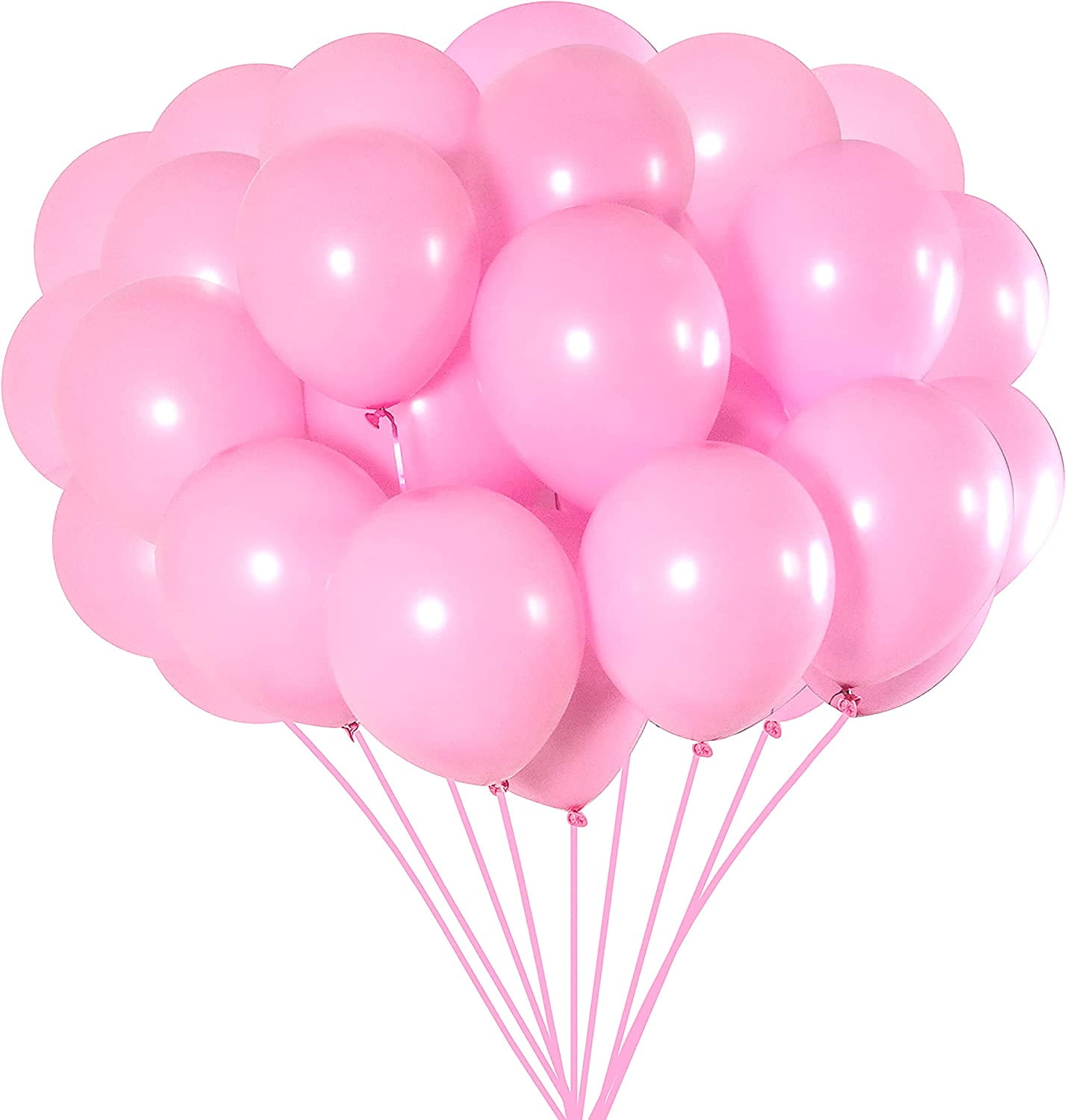 Premium Pink Balloons 12 Inch 100 Pack - Opaque Double-Stuffed Latex ...