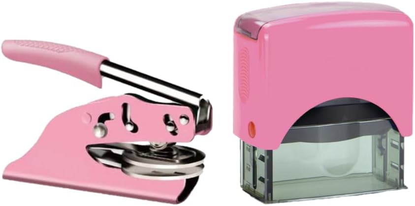 Premium Pink Notary Seal Embosser andPink S-844 Self Inking Notary ...
