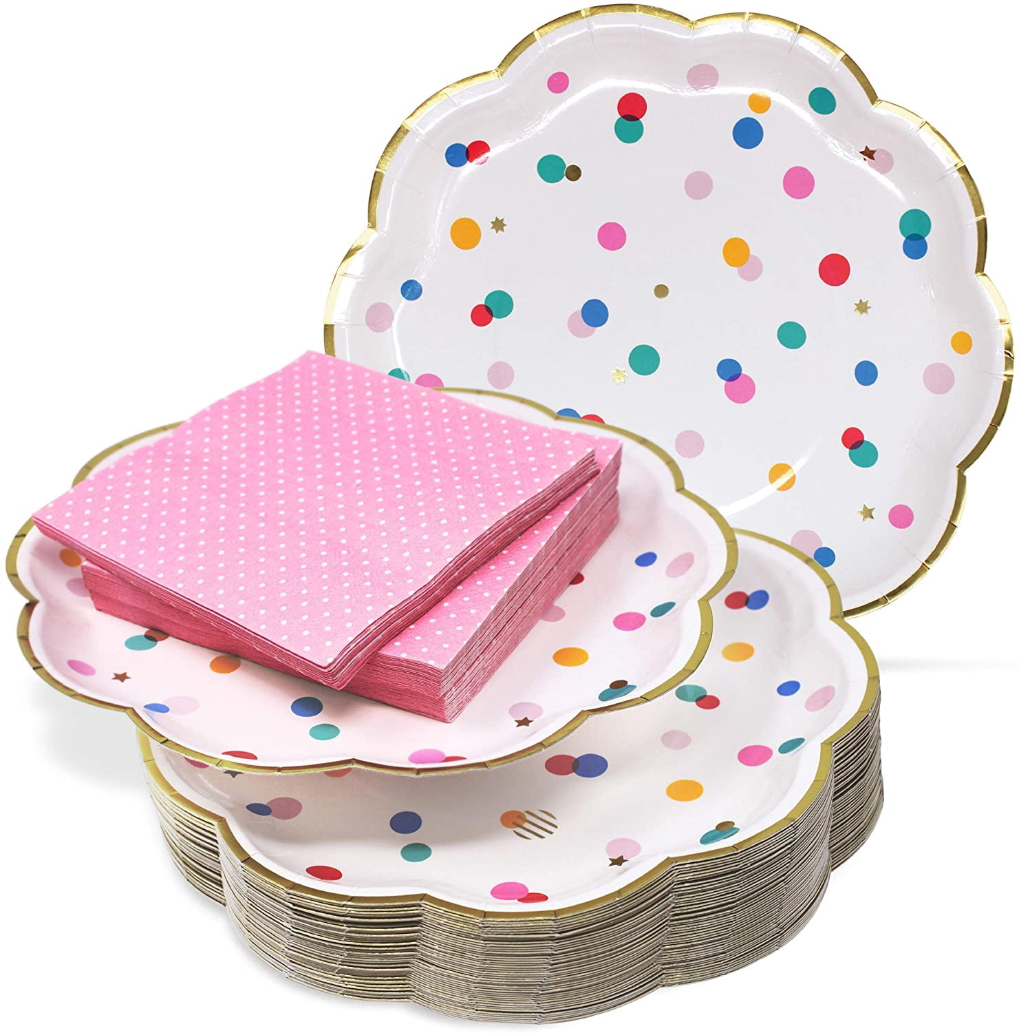 Premium Pink and Gold Party Plates Set - 30 Pack Disposable Plates and ...