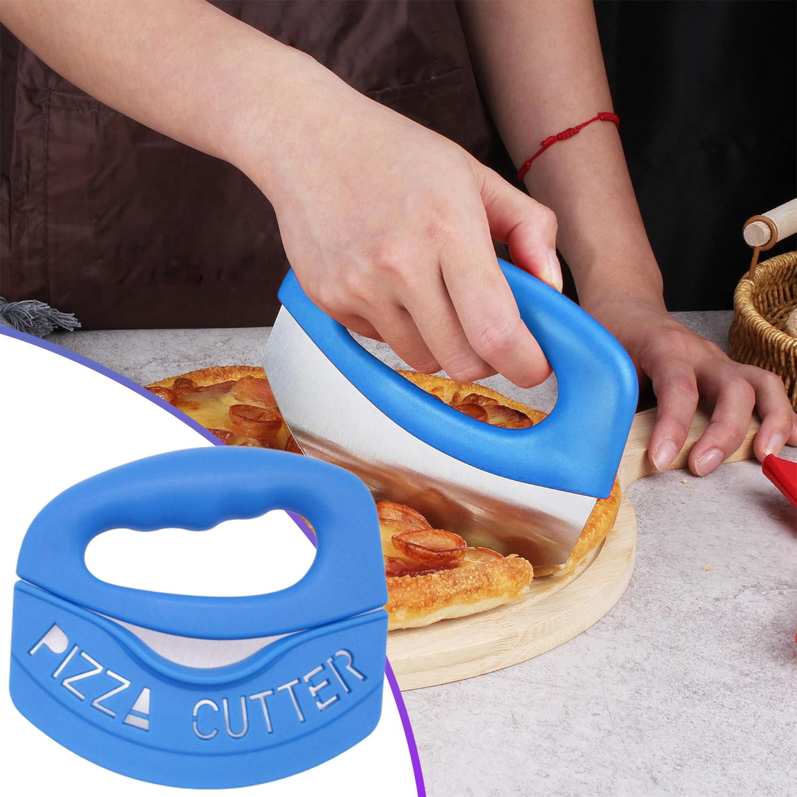 Premium Pizza Cutter Food Chopper – Super Sharp Blade Stainless Steel ...