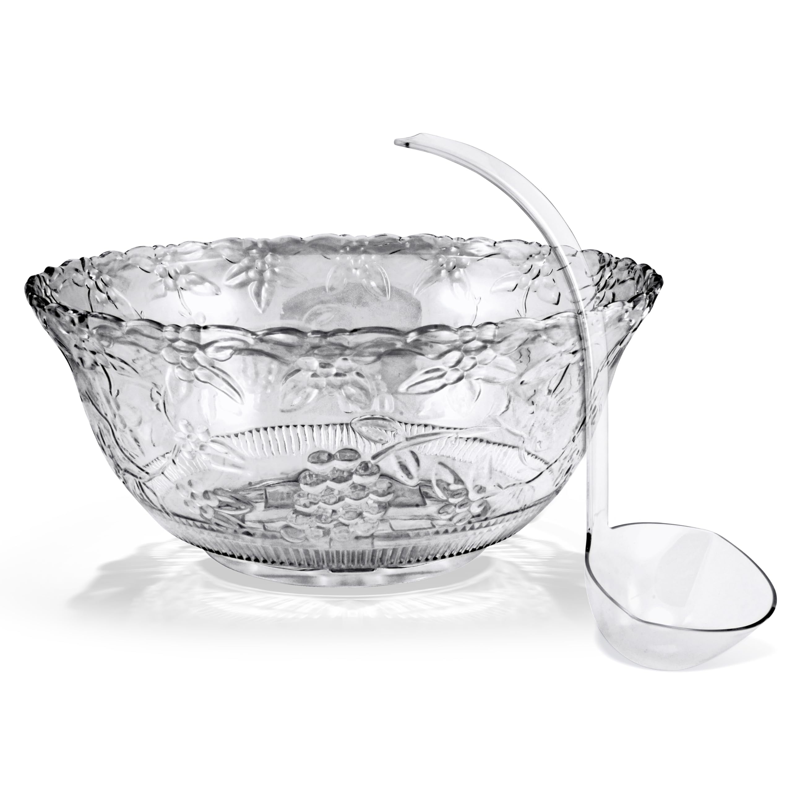 Premium Plastic Punch Bowl with Ladle, Fancy Disposable Punch Bowls for ...