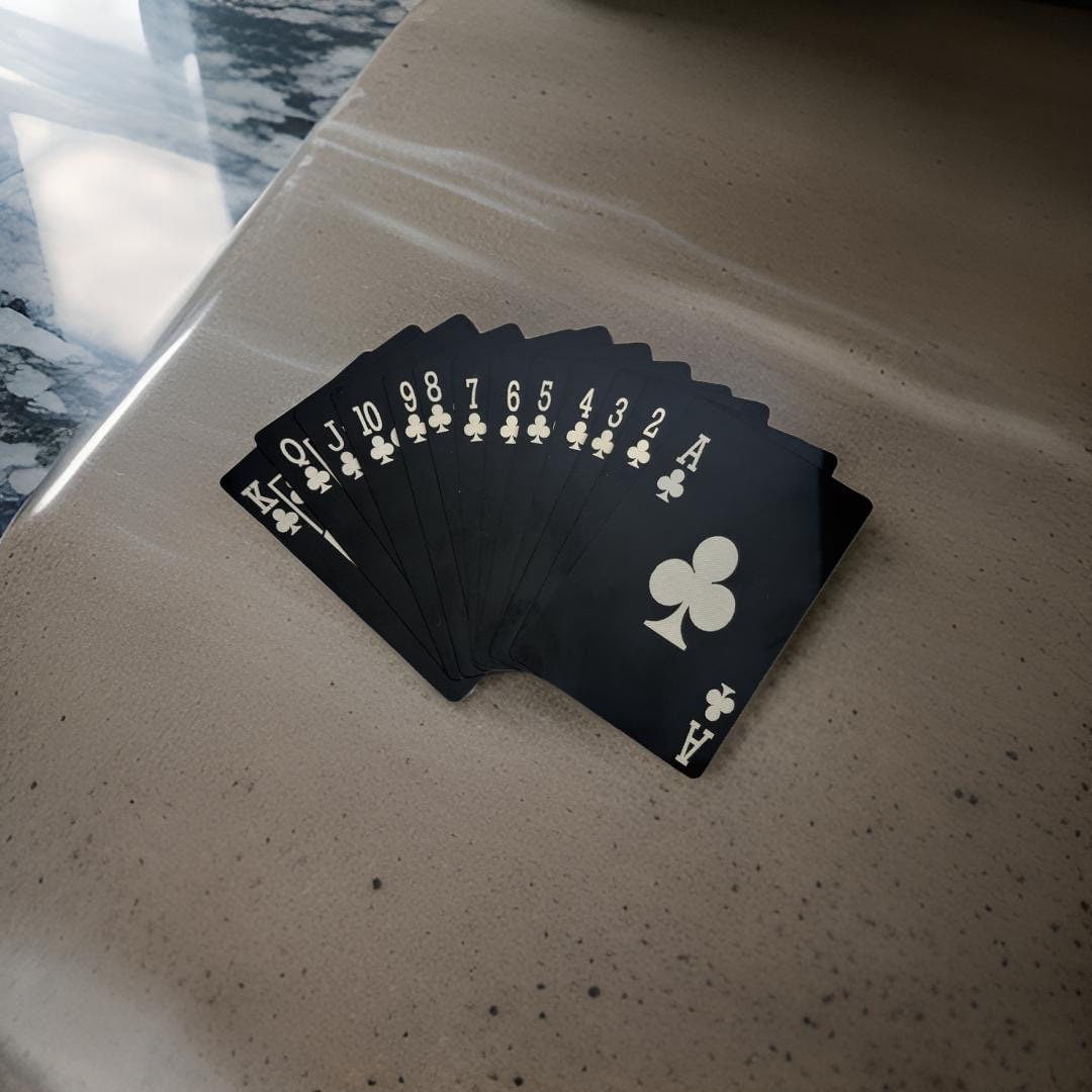 Premium Playing Card Deck - Laser Engraved Wallet Sized 0.2mm Anodized ...