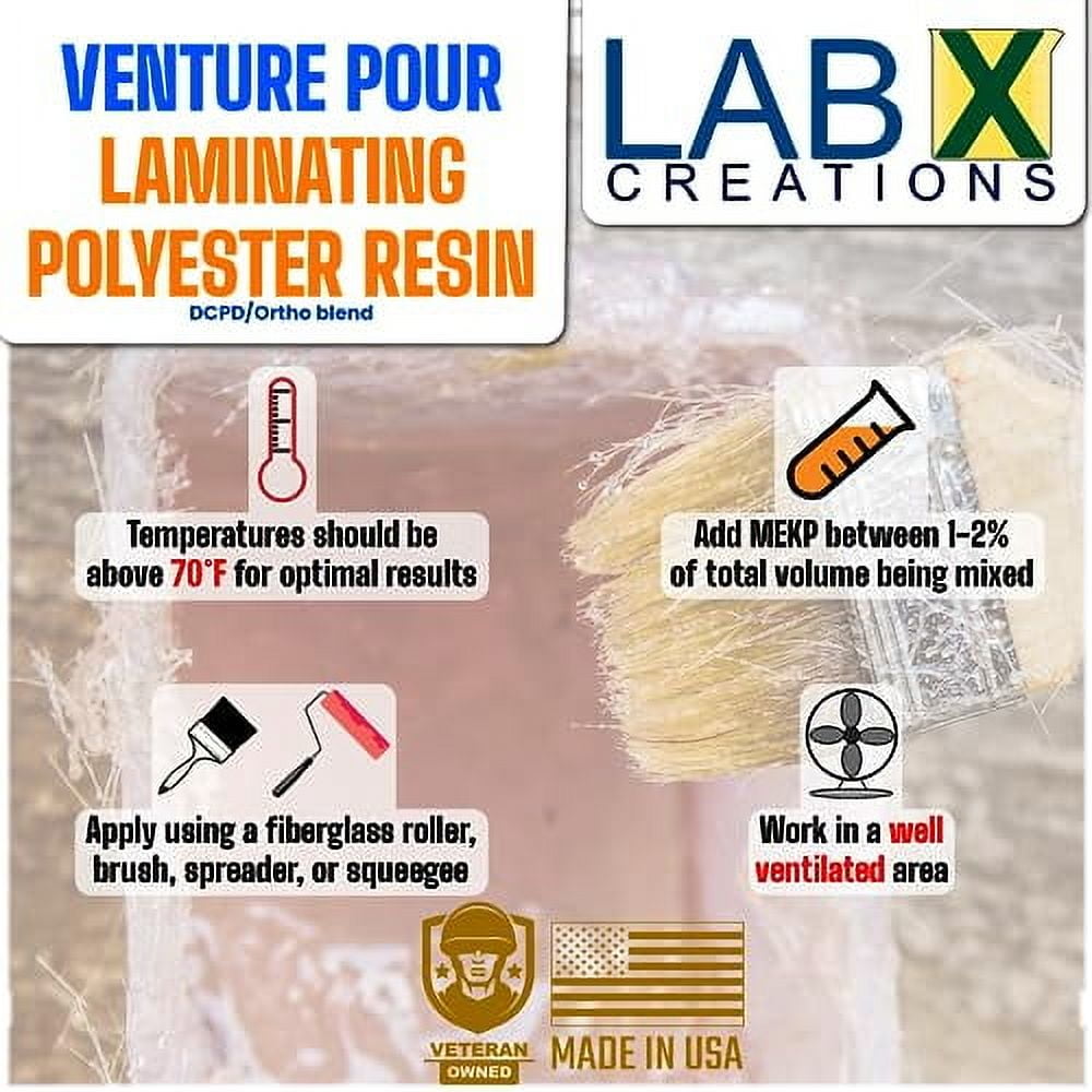Premium Polyester Resin 1 Gallon + MEKP Catalyst, Low Viscosity Coating ...