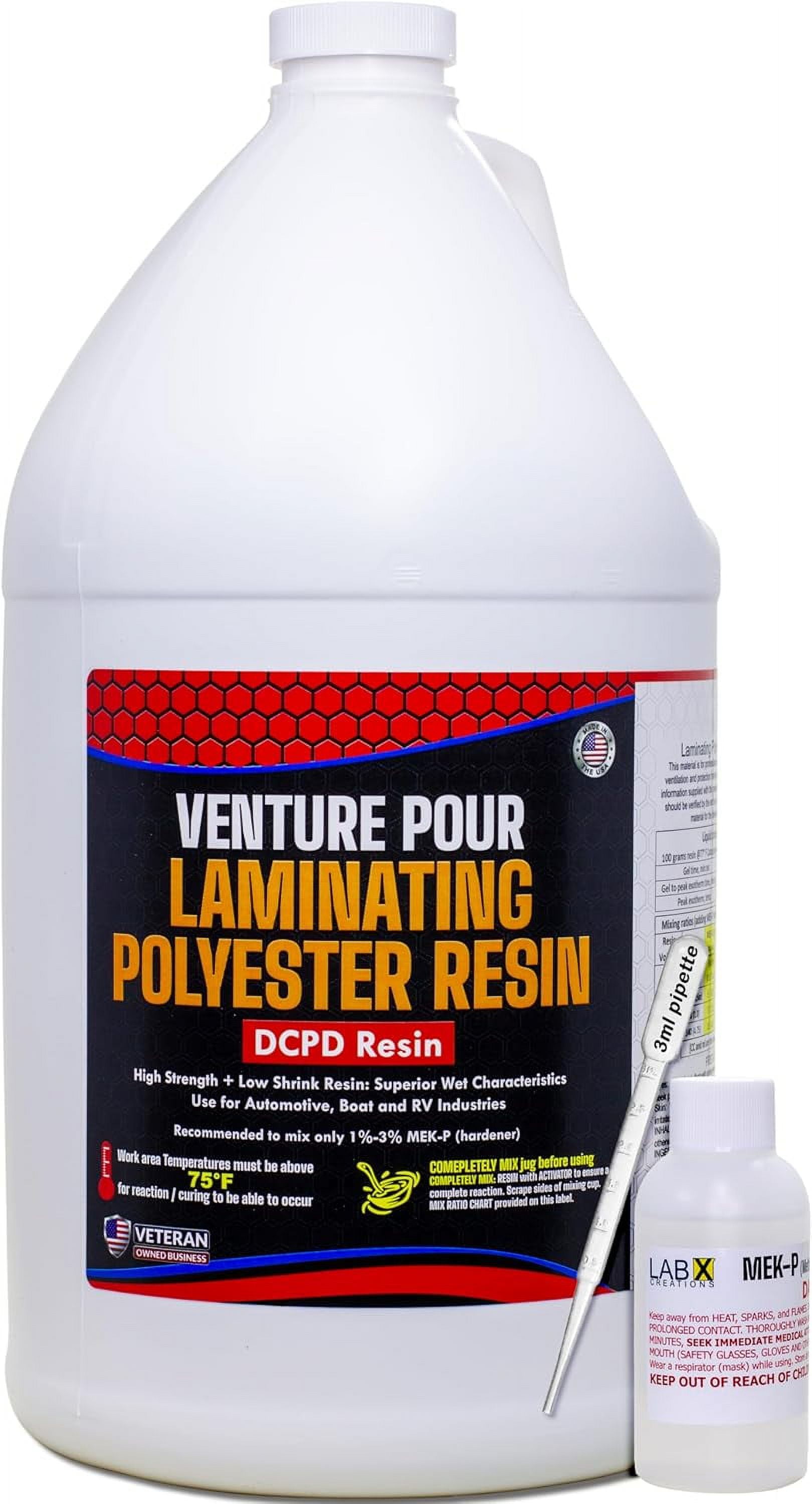 Premium Polyester Resin 1 Gallon + MEKP Catalyst, Low Viscosity Coating ...