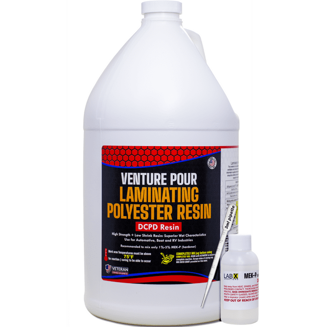 VP Premium Automotive 1 Gallon Polyester Resin + MEKP Hardener for Boats, RV, Car & Truck ...