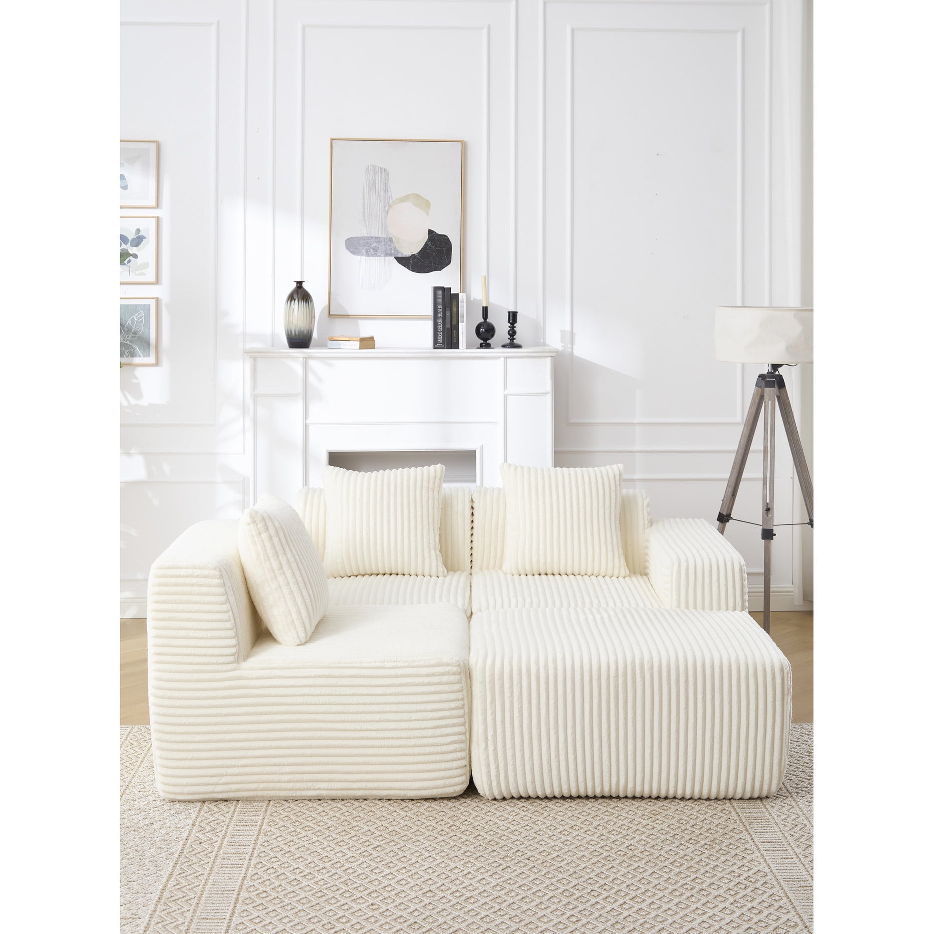 Premium Polyester Upholstered Chaise Sofa - Warm and Vibrant Appearance ...