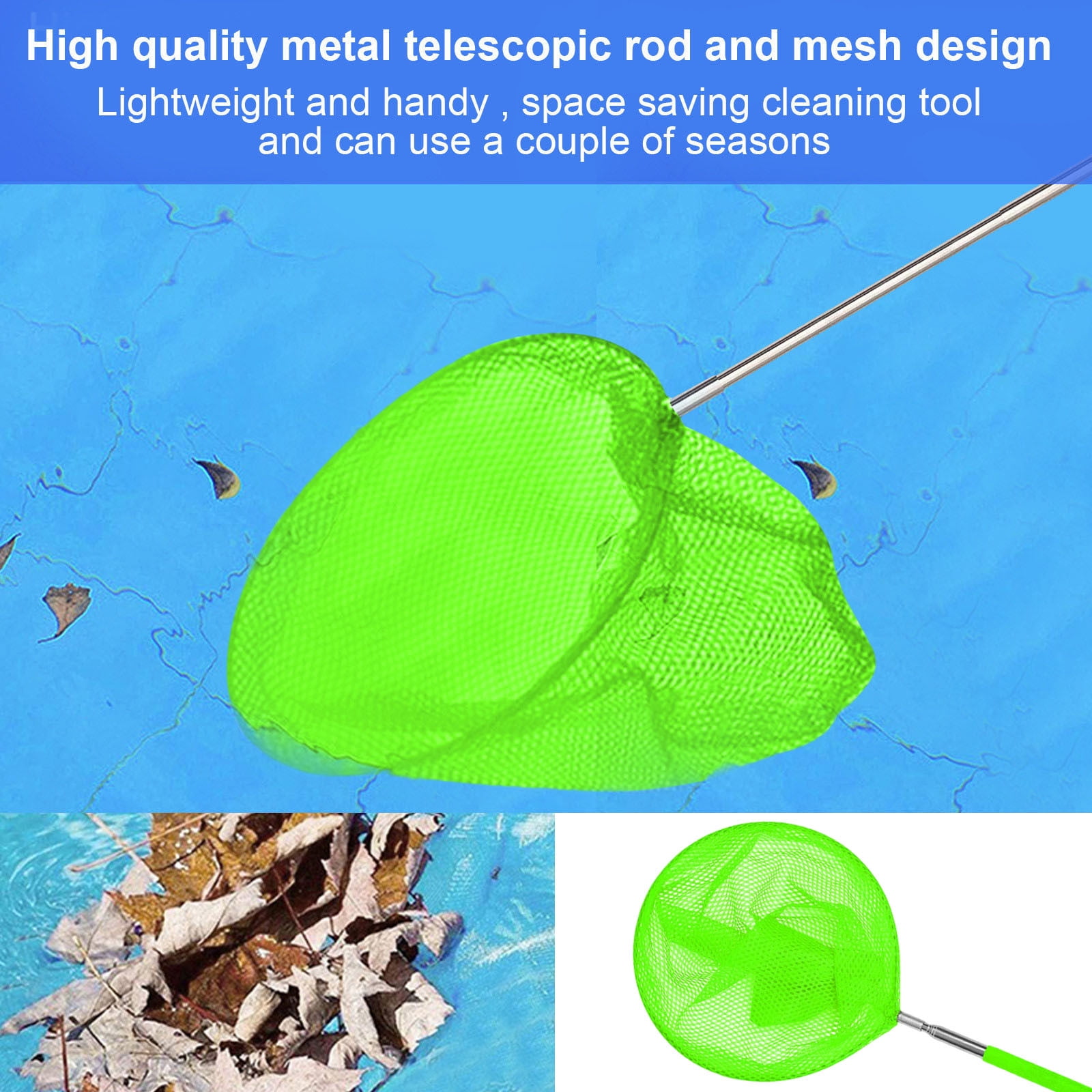 Premium Pool Skimmer Net with Extendable Rod - Heavy-Duty Leaf & Debris ...