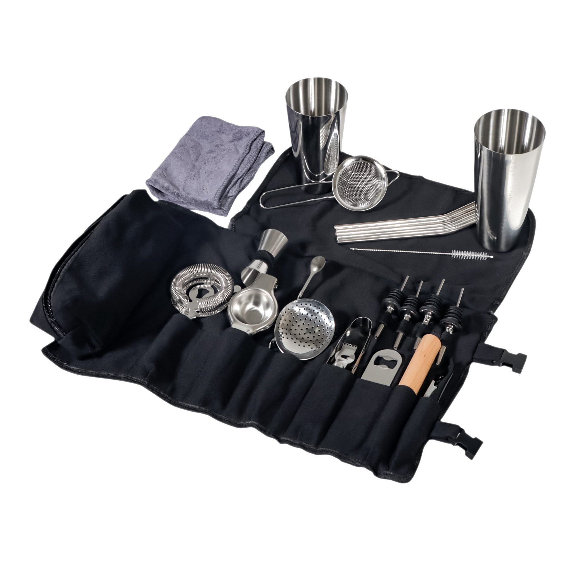 Portable Bartender Kit - Stainless Steel Bar Tool Organizer - Walmart.com