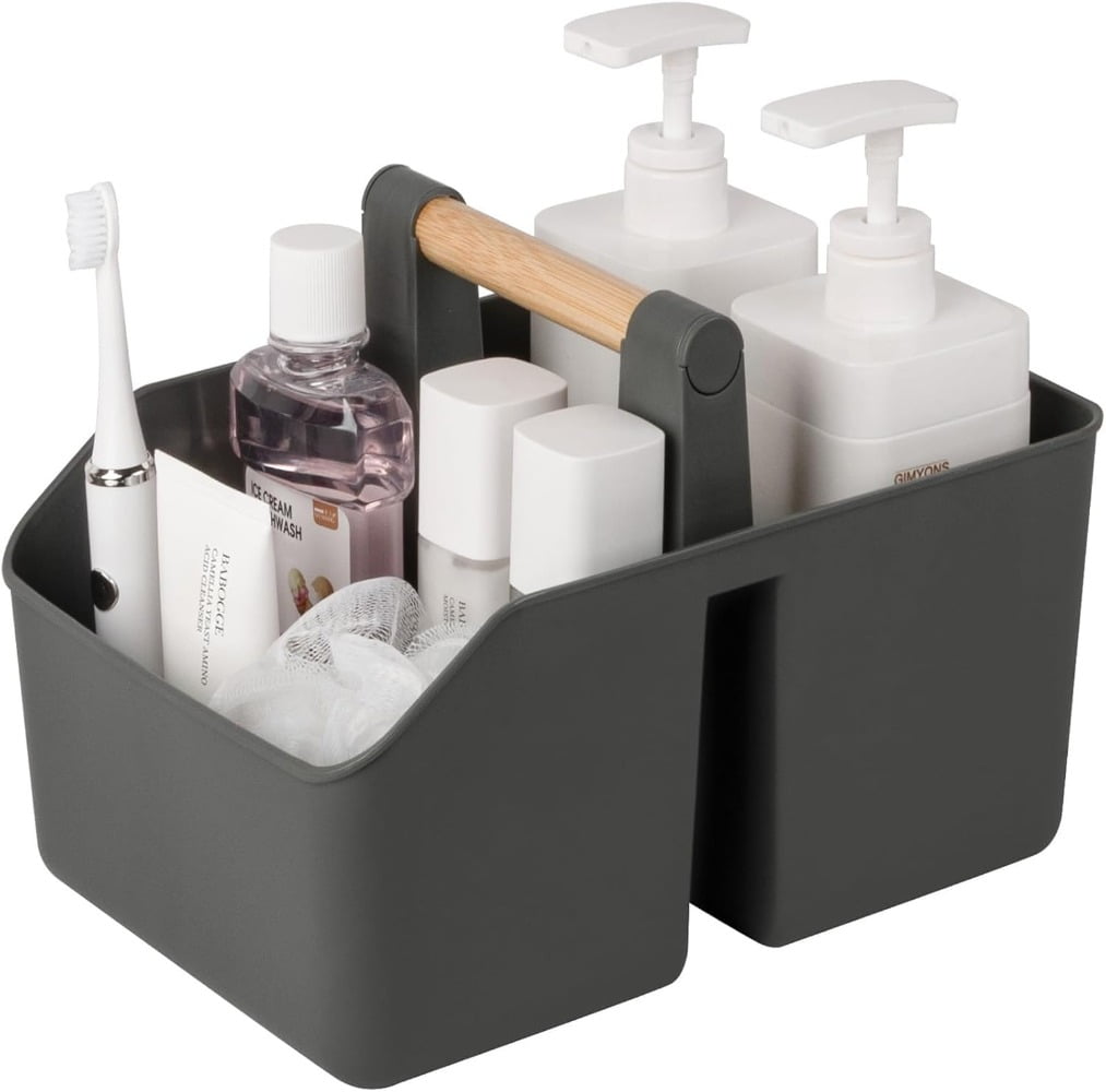 Premium Portable Shower Caddy Basket with Eco-Friendly Bamboo Handle ...